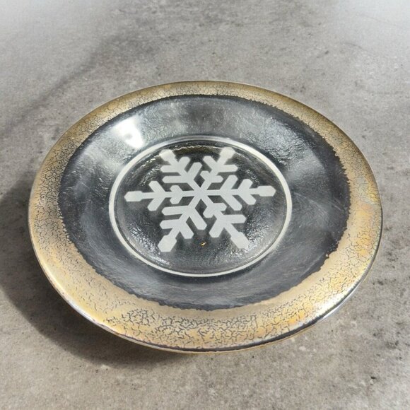 Cive Glass | Accents | Vtg Cive Glass Dish Plate Crackle Silver Edge ...